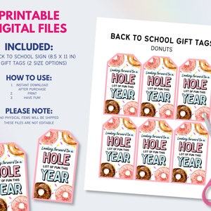 Back to School Donuts Treat Tag, Welcome Back Teachers Sign, Teacher ...