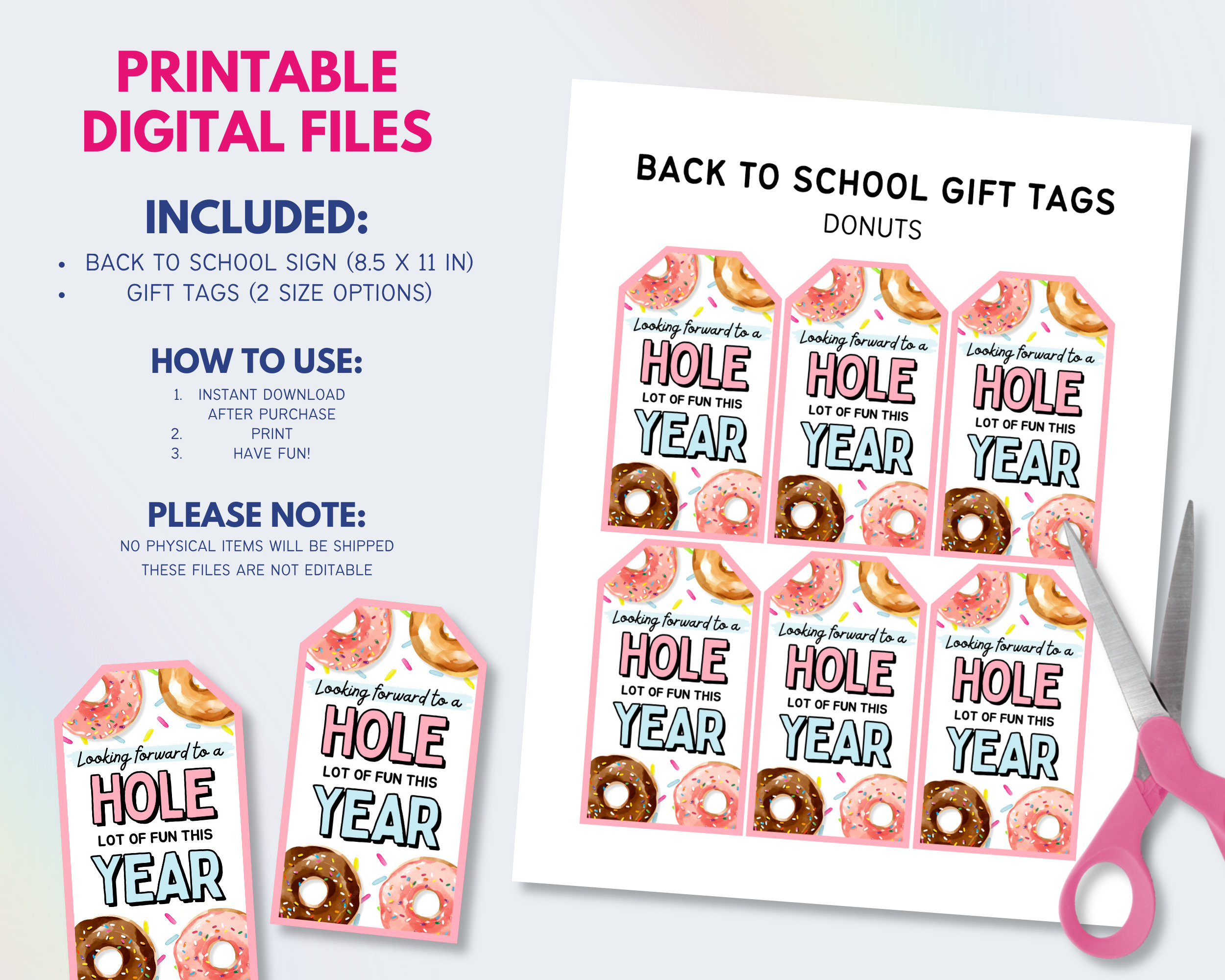 Back to School Donuts Treat Tag, Welcome Back Teachers Sign, Teacher ...