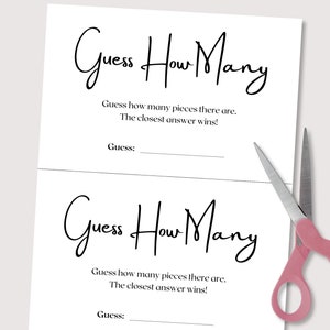 Guess How Many Sign and Cards, Gender Reveal Games, Baby Shower Games ...