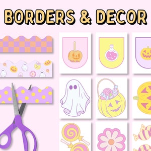 Retro Halloween Bulletin Board Kit, Cute Retro Boho Halloween Classroom ...