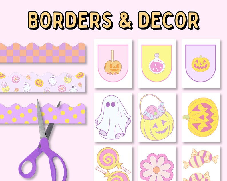 Retro Halloween Bulletin Board Kit Cute Retro Boho Halloween - Etsy