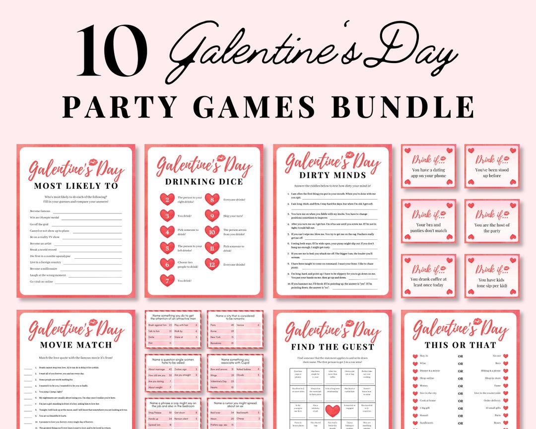 Galentines Day Games Bundle, Valentines Day Party Games, Adult ...