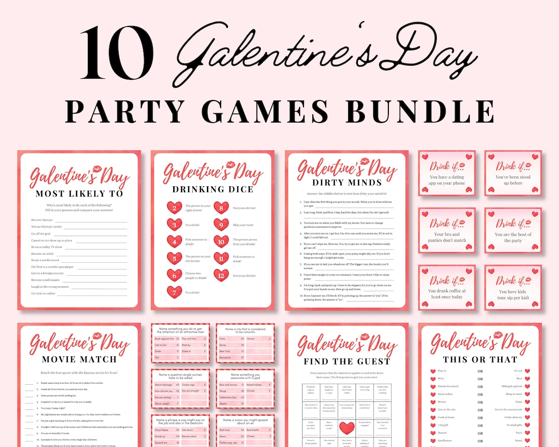 Galentines Day Games Bundle, Valentines Day Party Games, Adult ...