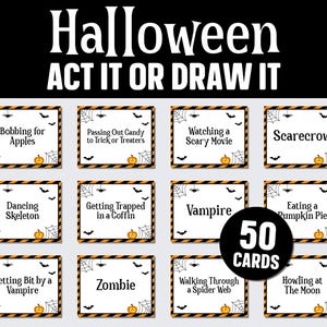 Halloween Charades Game Printable, Kids Halloween Party Game, Halloween ...