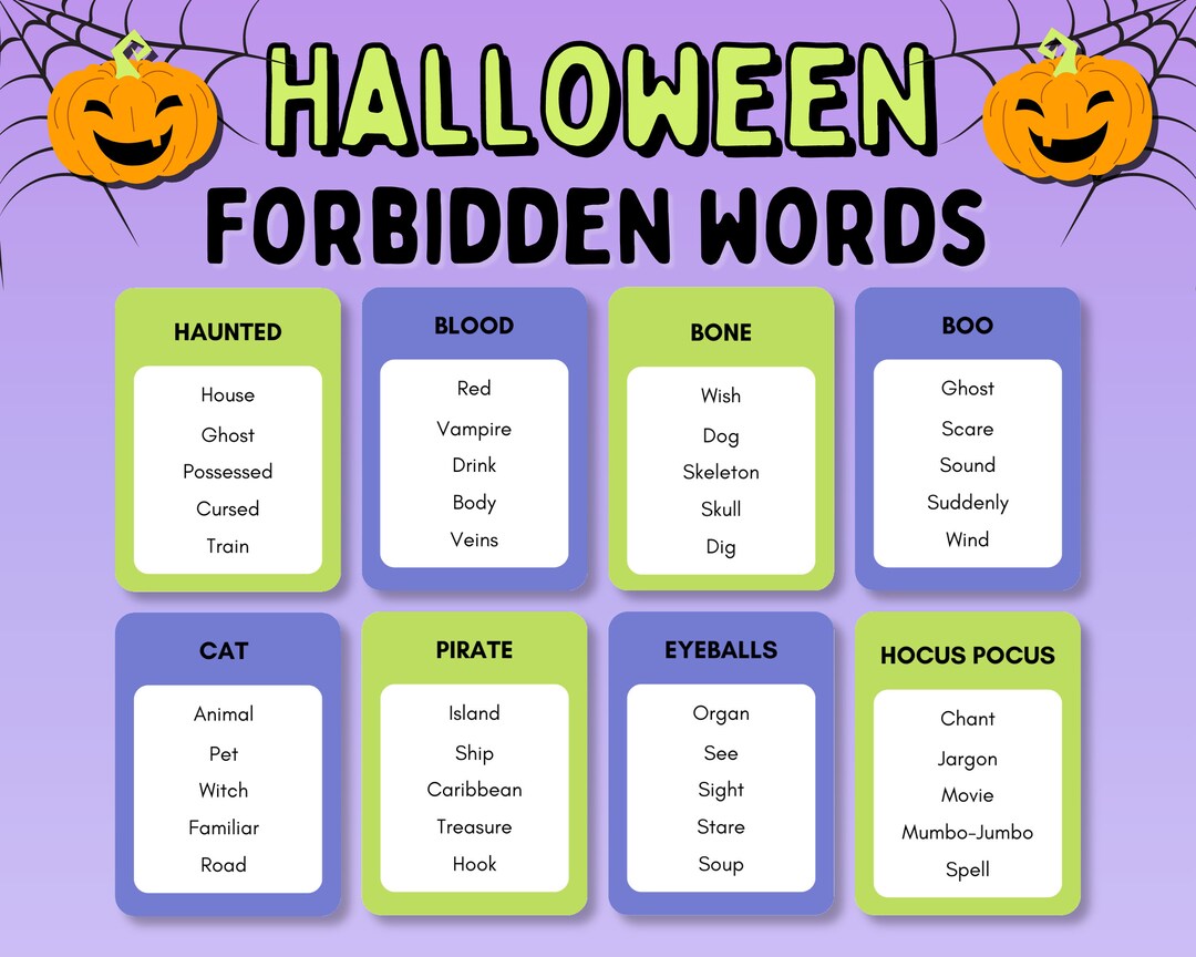 Halloween Forbidden Words, Halloween Party Game, Halloween Game for ...