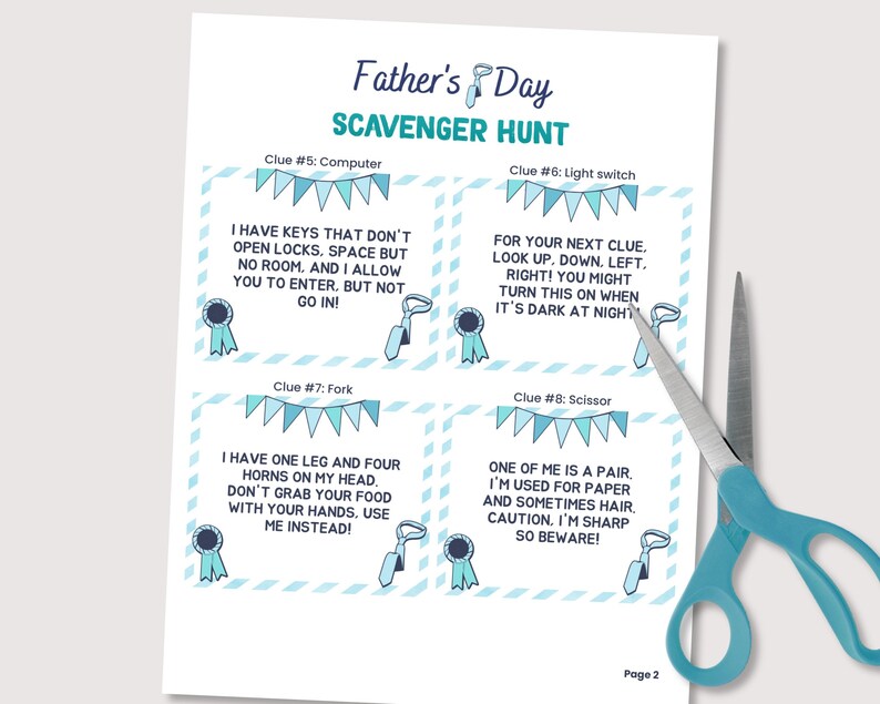 Fathers Day Scavenger Hunt, Printable Fathers Day Treasure Hunt ...