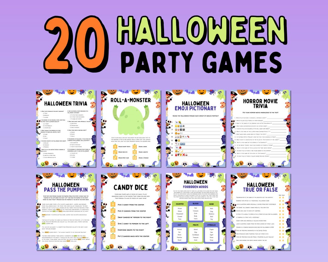 20 Halloween Printable Games Bundle, Kids Halloween Party Games ...