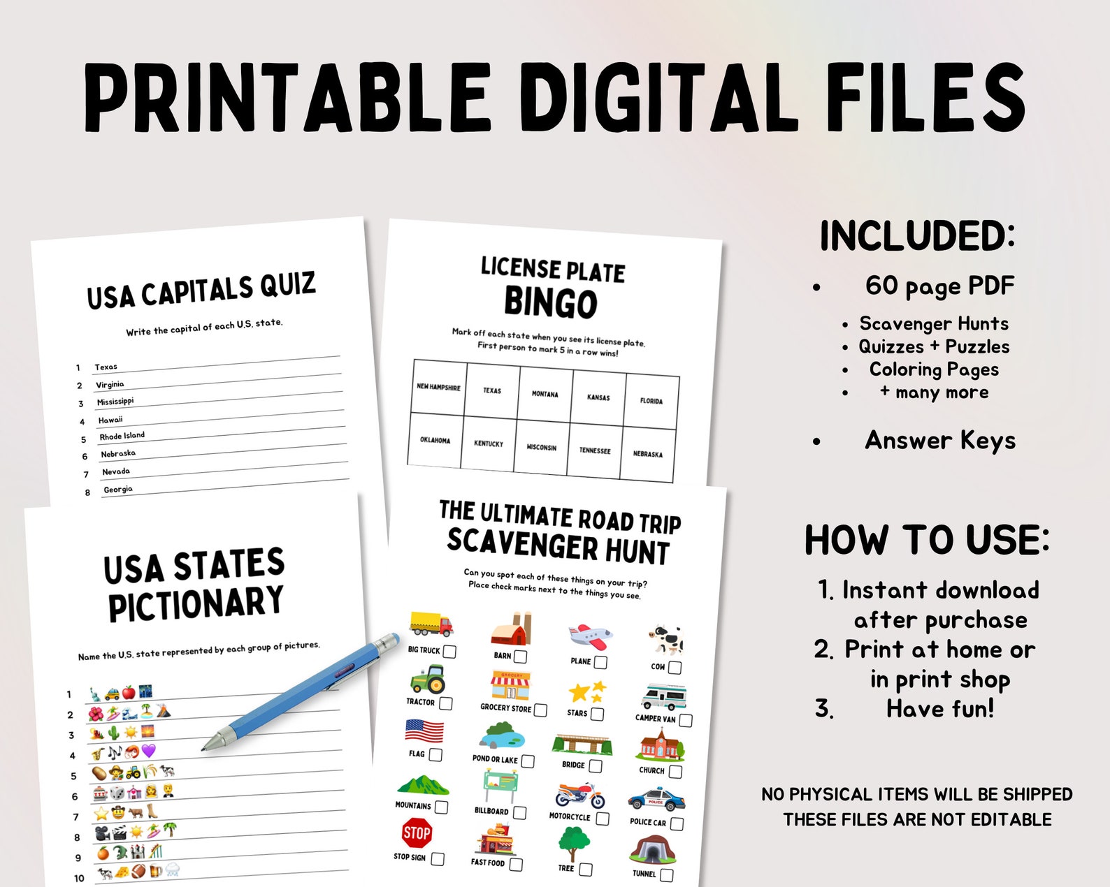 Road Trip Games Printable, Kids Road Trip Activity Book, Family Road ...