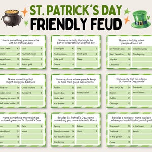 St Patrick's Day Friendly Feud Game, St Patrick's Day Trivia Quiz, St ...