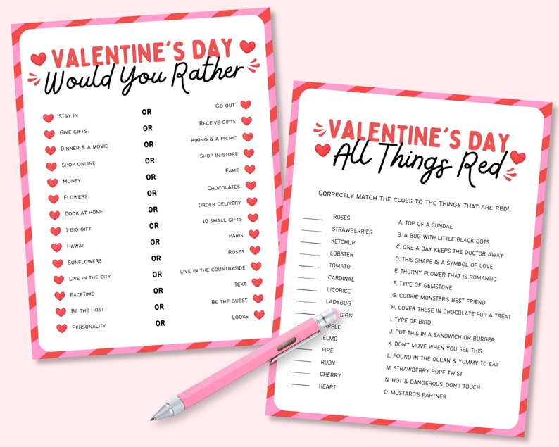 Valentines Day Games Bundle Valentines Day Party Games - Etsy