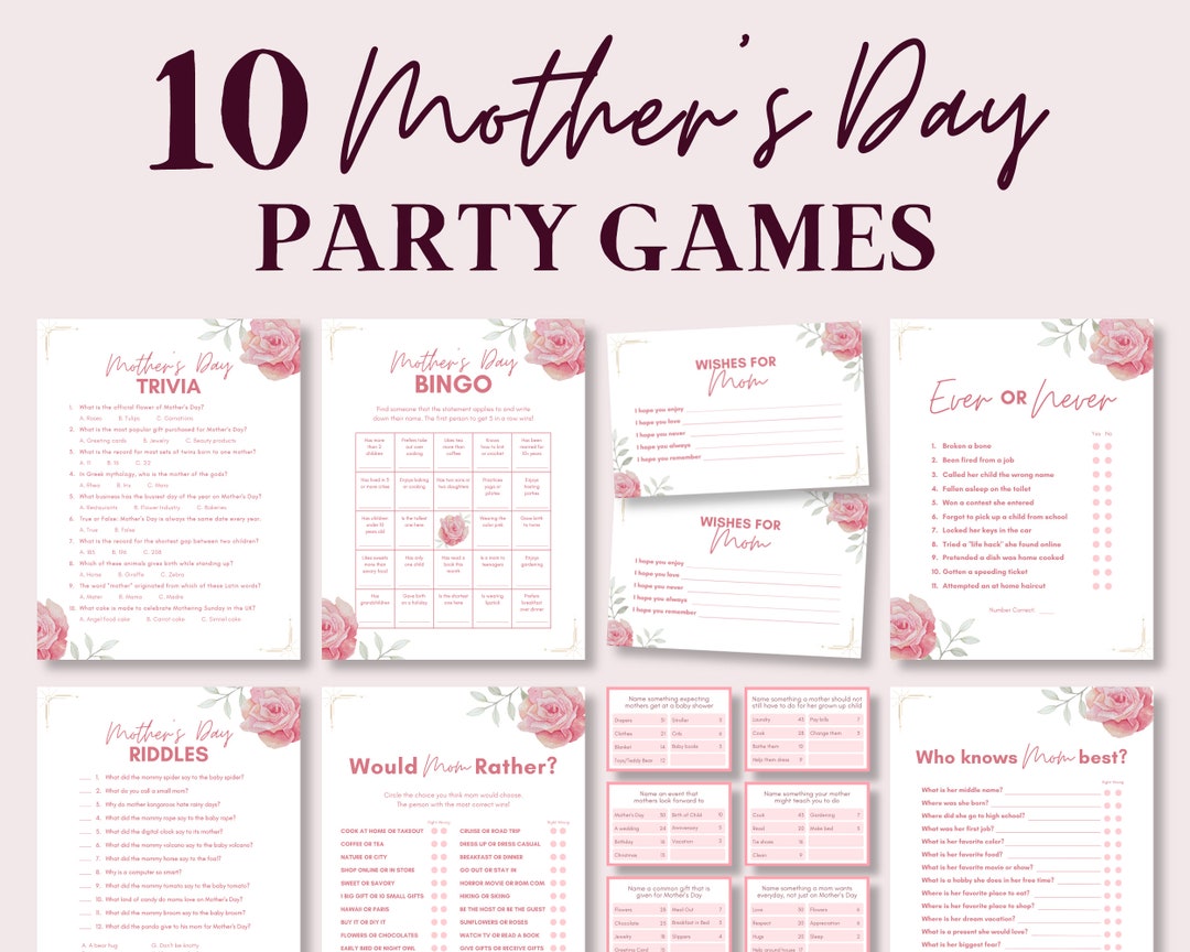 Mothers Day Game Bundle, Mothers Day Printable Game, Mothers Day Party ...