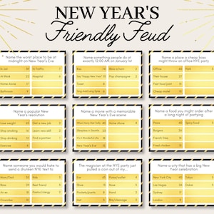 New Years Friendly Feud Game, New Years Family Feud Game, New Years Eve ...