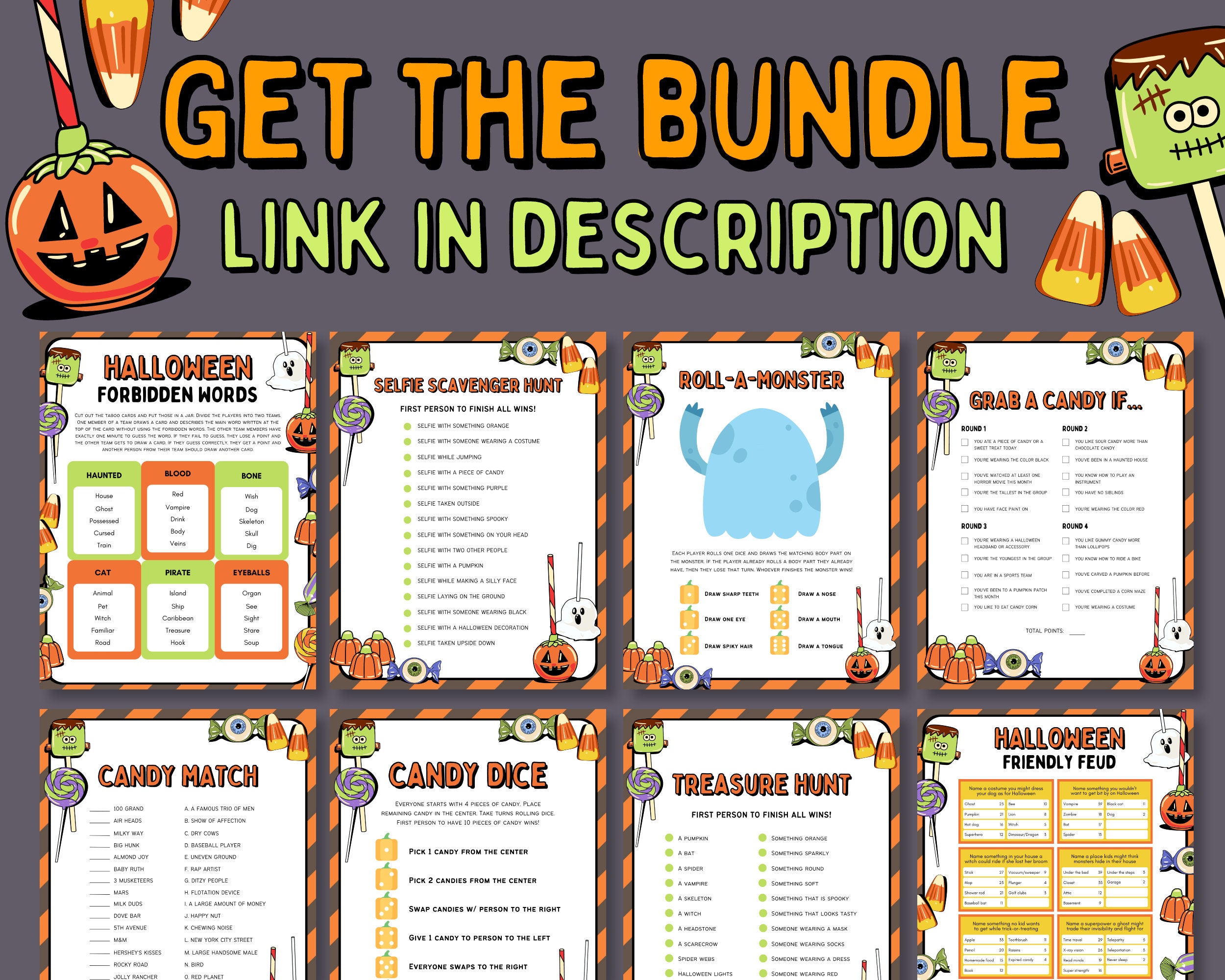 Halloween Candy Match Game, Halloween Trivia Quiz, Halloween Activity ...