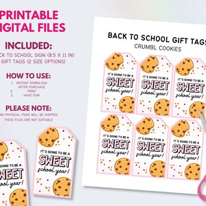 Back to School Cookies Gift Tag, First Day of School Treat Tag, Welcome ...