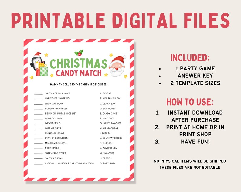 Christmas Candy Match Game, Christmas Candy Game, Christmas Trivia Quiz ...