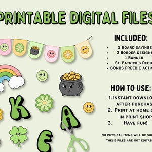 St Patricks Day Bulletin Board Kit, Retro St Patrick Classroom Decor ...