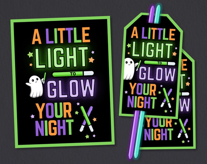 EDITABLE Glow Stick Favor Tags, Glow Stick Labels, Printable Trick or ...