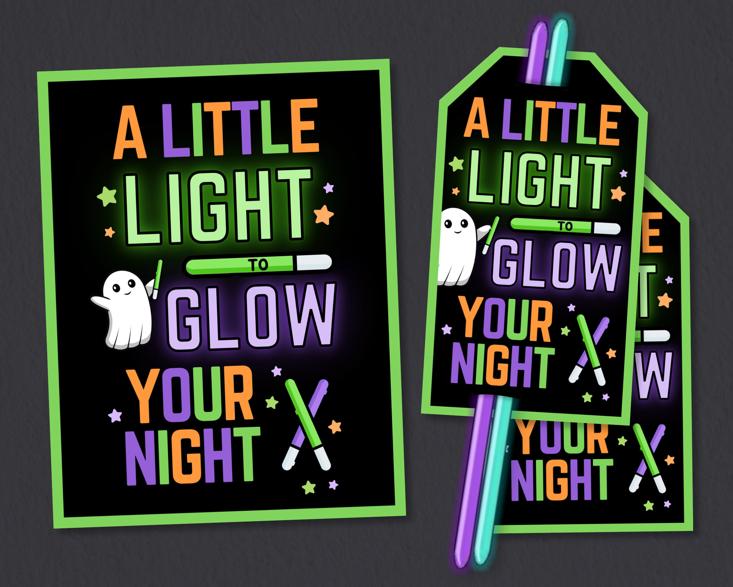 Halloween Glow Stick Tag, Halloween Glow Stick Favor for Kids ...