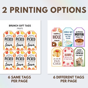 20 Employee Brunch Appreciation Gift Tag & Sign Bundle, Breakfast ...