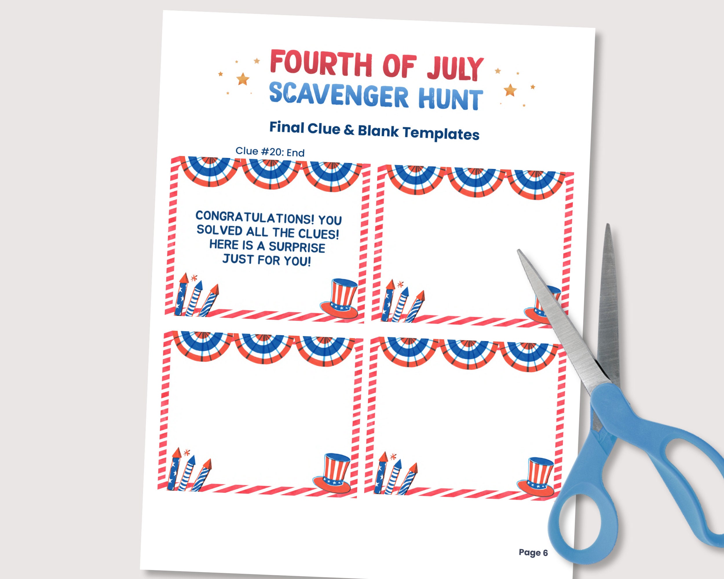 July 4th Scavenger Hunt, Printable 4th of July Treasure Hunt for Kids ...