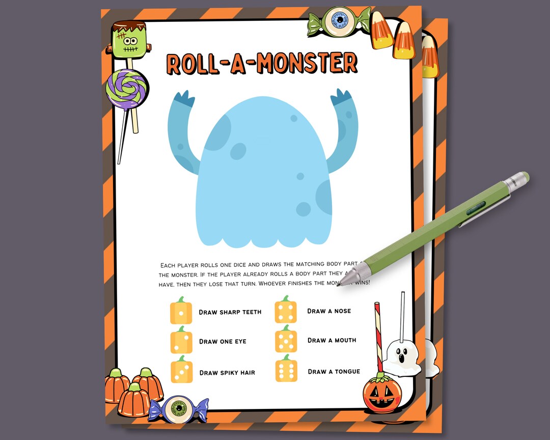Halloween Roll A Monster Game, Halloween Dice Game, Halloween Candy ...