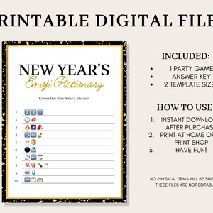 New Years Emoji Pictionary Game, New Year Eve Emoji Game, New Year Eve ...