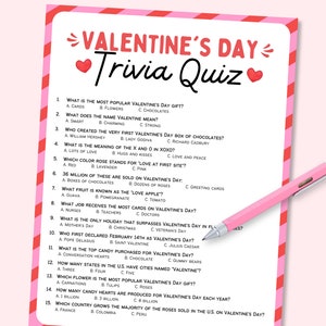 Valentines Day Trivia Game, Valentine Day Party Game for Kids ...