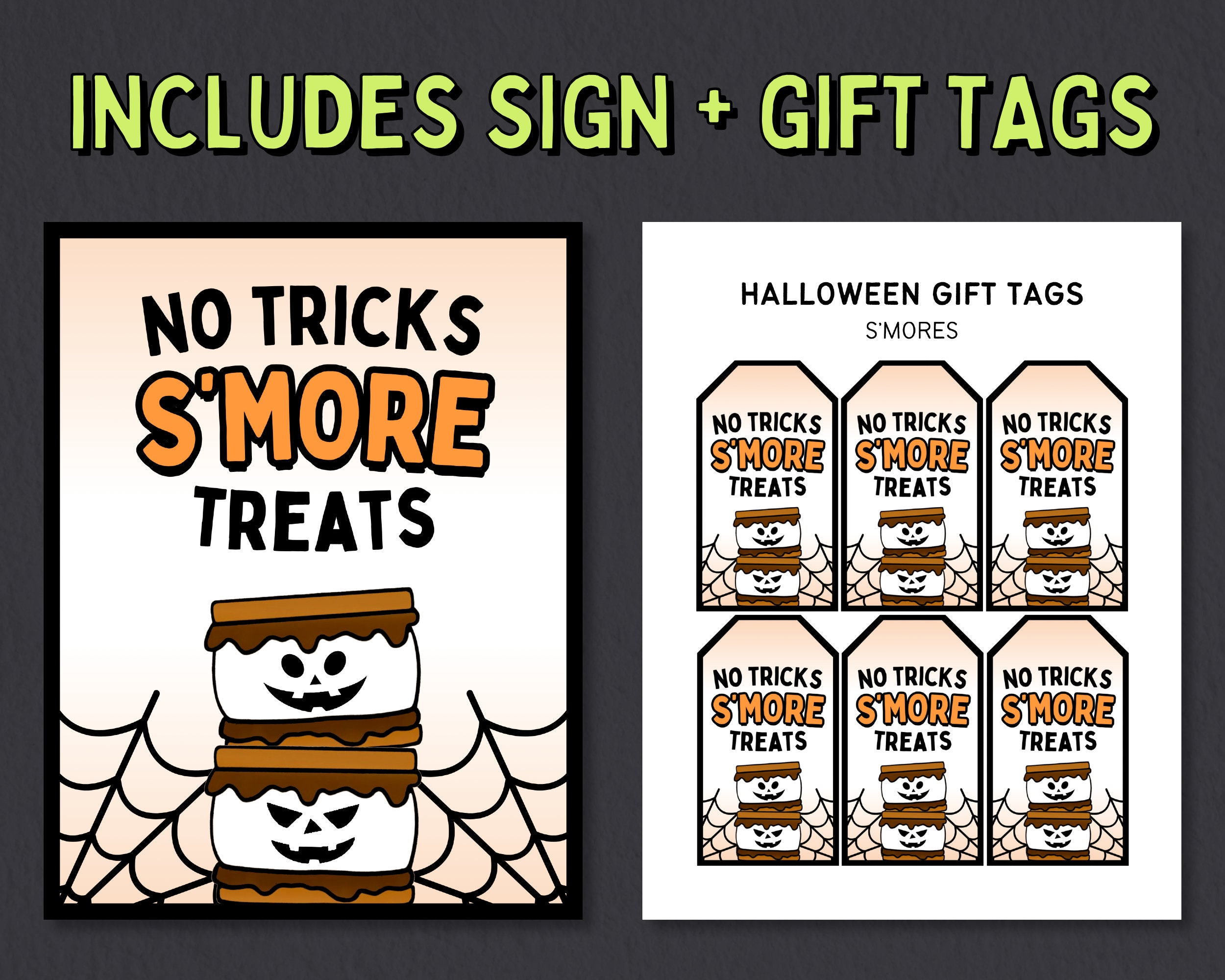 Halloween Smores Treat Tag, Halloween Treat Bag Tags, Smores Halloween ...