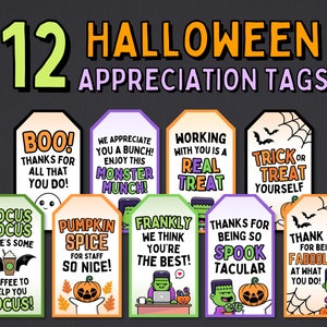 Halloween Appreciation Gift Tags, Halloween Staff Appreciation Tags ...