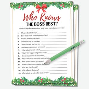 Christmas Who Knows the Boss Best, Holiday Office Party Game, Work ...