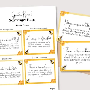 Bee Gender Reveal Scavenger Hunt, Bee Gender Reveal Hunt Games ...
