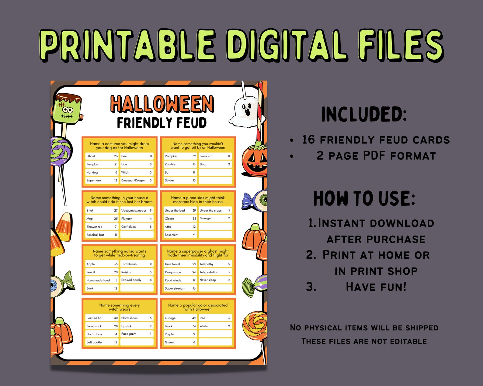 Halloween Family Feud Game, Halloween Family Game, Halloween Activity ...