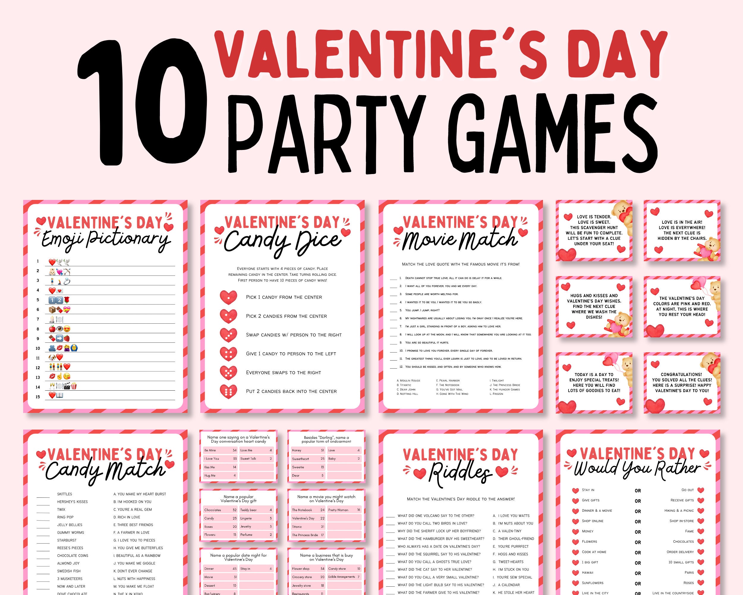 Valentines Day Games Bundle Valentines Day Party Games - Etsy