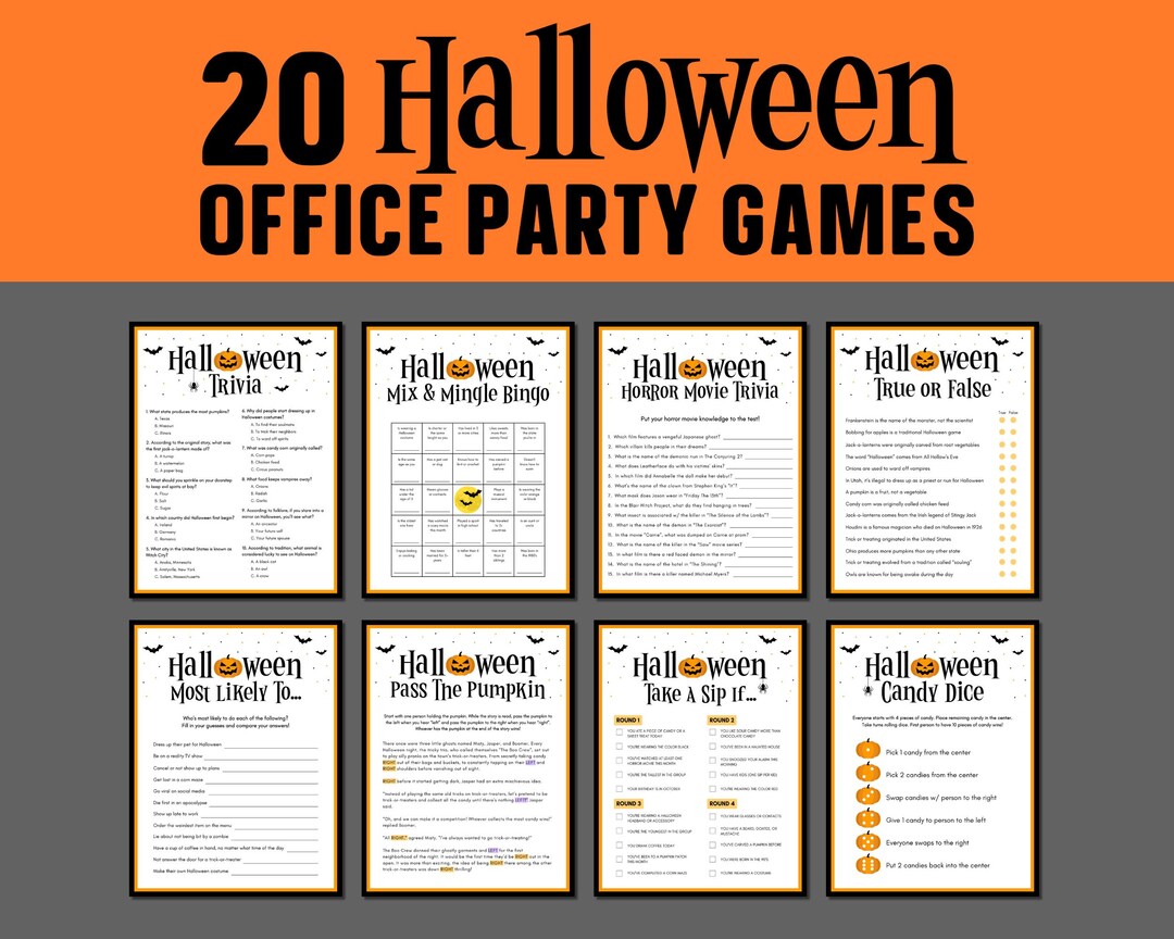 Halloween Party Games for Adults, Printable Halloween Games for Office ...