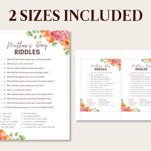 Mothers Day Riddles, Printable Mothers Day Game, Games for Mom, Mothers ...