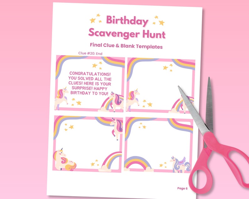 Unicorn Birthday Scavenger Hunt Party Treasure Hunt for Kids - Etsy