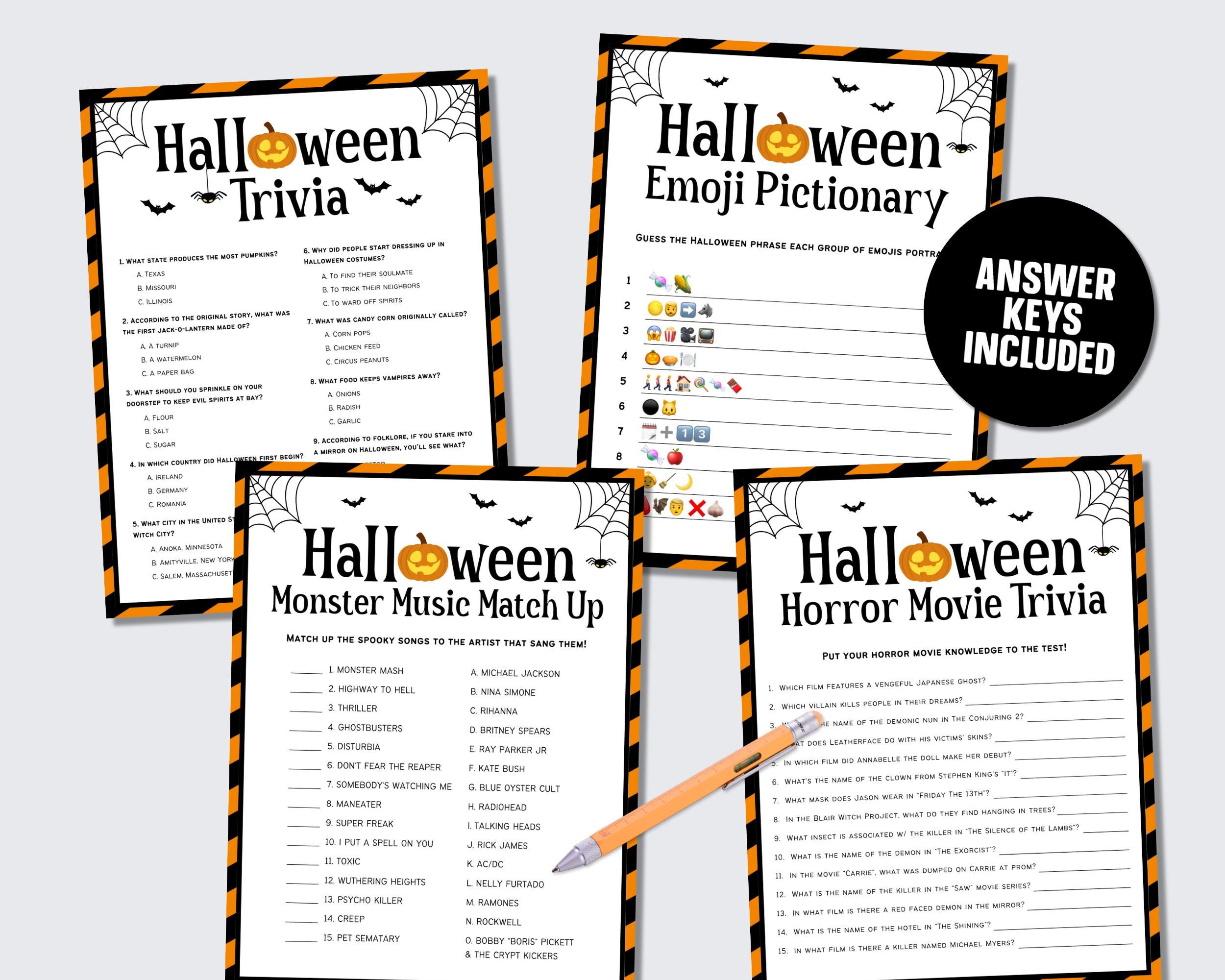 Printable Halloween Games Bundle, Halloween Party Games for Kids and ...