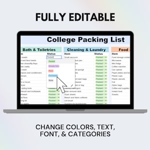 Editable College Packing List, College Dorm Packing Checklist, College ...