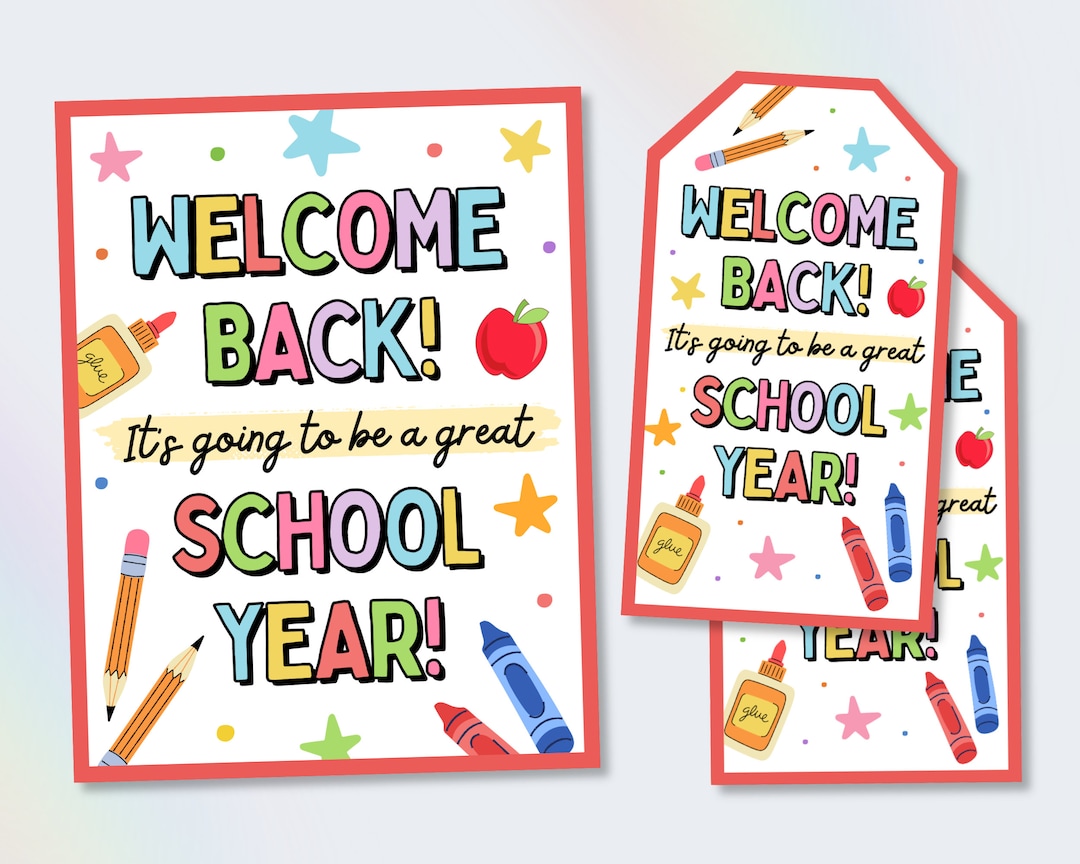 Back to School Sign, First Day of School Gift Tag, Back to School Gift ...