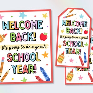 Back to School Sign, First Day of School Gift Tag, Back to School Gift ...