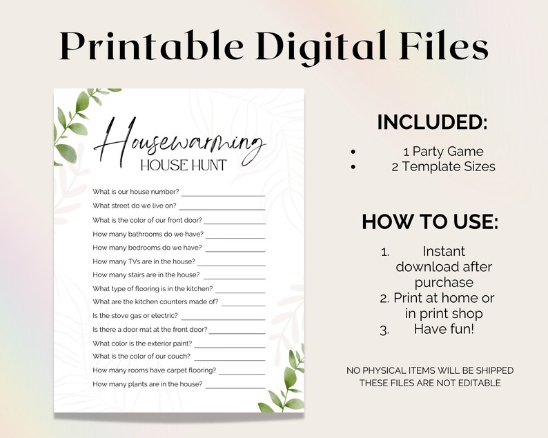 Housewarming House Hunt, New House Scavenger Hunt, Housewarming Games ...