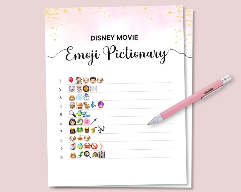 Disney Movie Emoji Pictionary Girls Birthday Party Games - Etsy