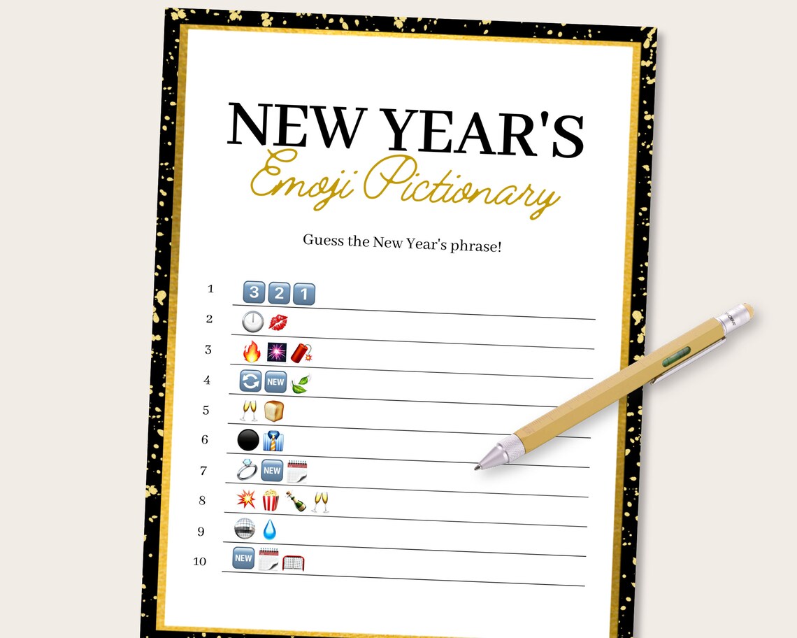 New Years Emoji Pictionary Game New Year Eve Emoji Game New - Etsy