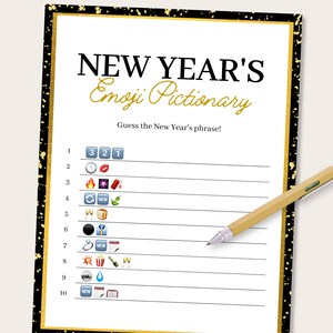 New Years Emoji Pictionary Game, New Year Eve Emoji Game, New Year Eve ...
