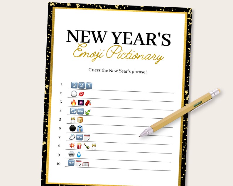 New Years Emoji Pictionary Game New Year Eve Emoji Game New - Etsy