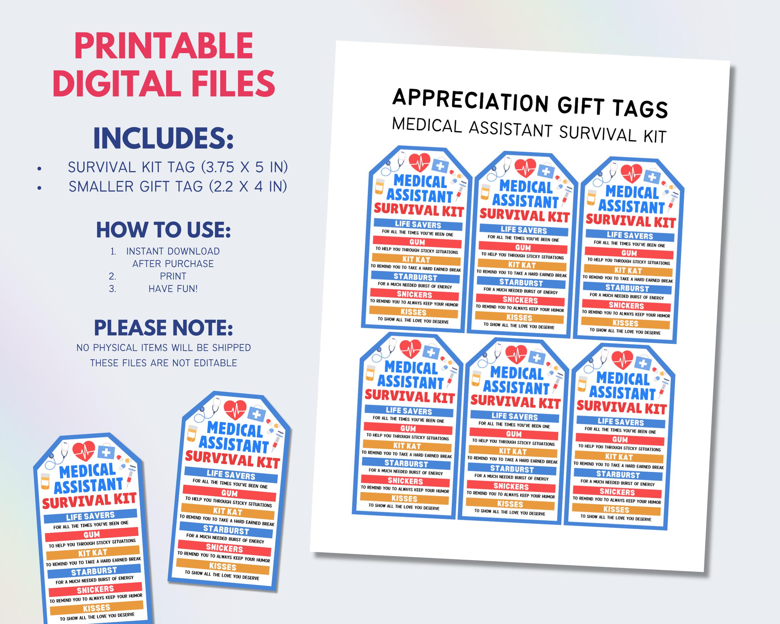 Medical Assistant Appreciation Gift Tag, MA Survival Kit Tag, MA ...
