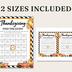 Thanksgiving Bingo Game, Thanksgiving Find the Guest Bingo ...