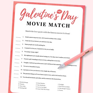 Galentines Day Movie Match Game, Galentines Day Party Game, Valentines ...