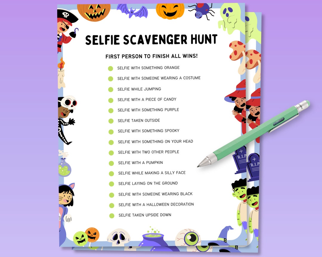 Halloween Selfie Scavenger Hunt, Halloween Printable Game, Halloween ...
