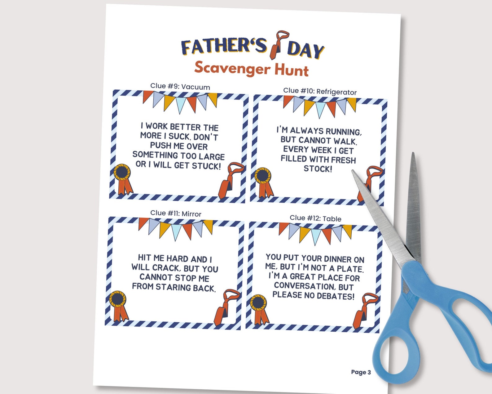 Printable Fathers Day Scavenger Hunt, Fathers Day Treasure Hunt Clues ...